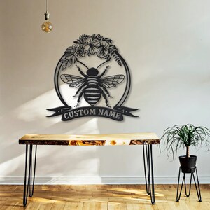 Bee Metal Sign LED Lights V2, Custom Honey Bee Metal Sign, Bee ...
