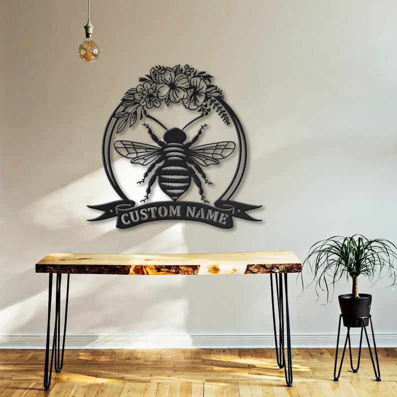 Bee Metal Sign LED Lights V2, Custom Honey Bee Metal Sign, Bee ...