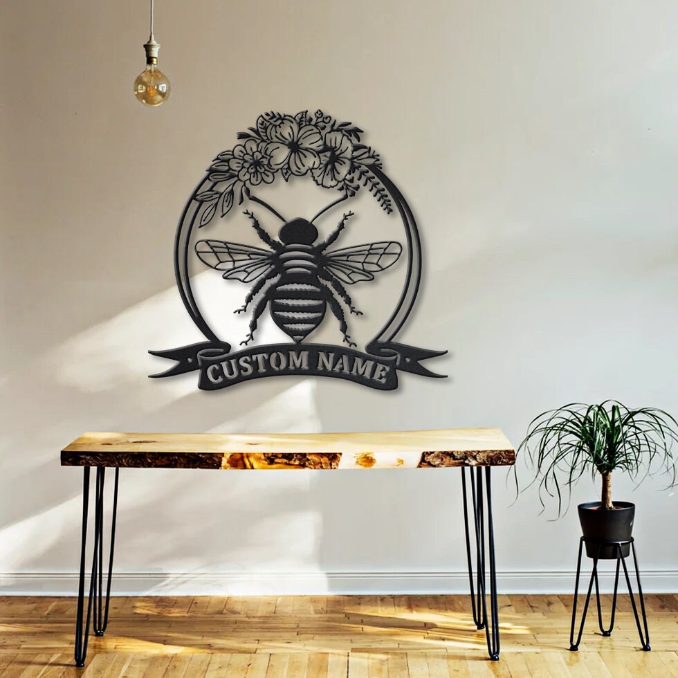 Bee Metal Sign LED Lights V2, Custom Honey Bee Metal Sign, Bee ...