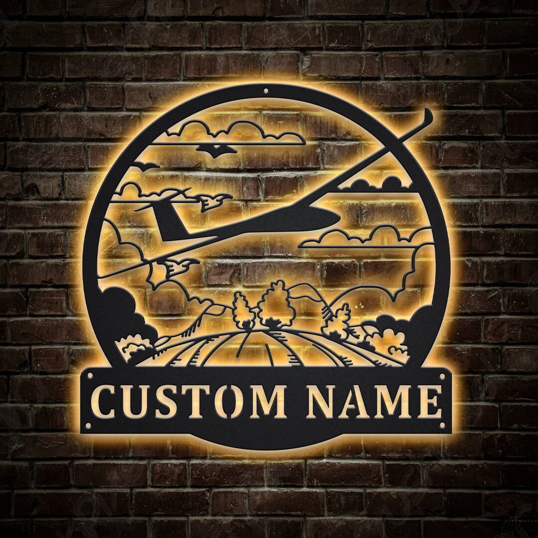 Custom Sailplane Aircraft Metal Sign With LED Lights Personalized ...
