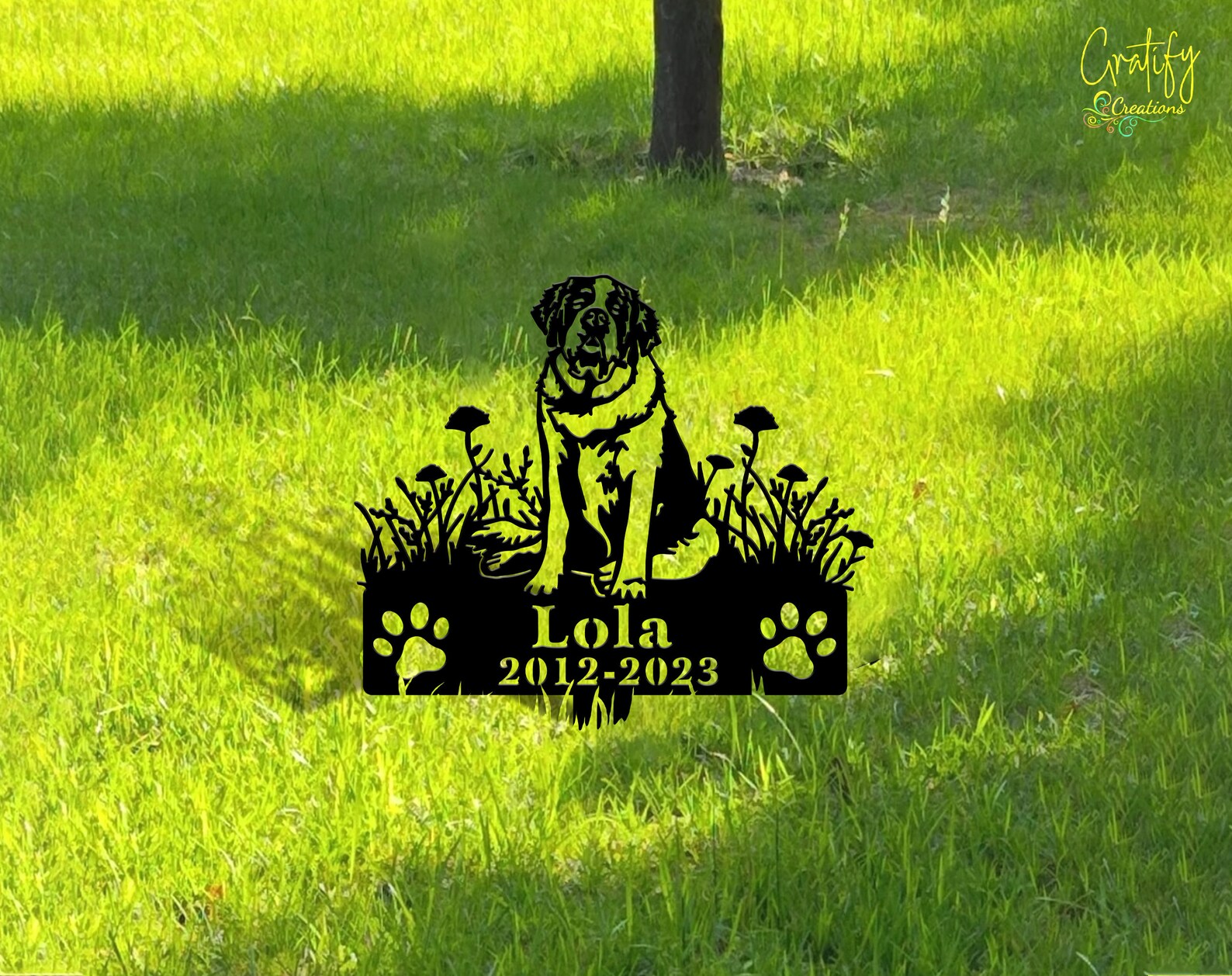 St. Bernards Dog Sign St. Bernards Dog Memorial Stake, Metal Stake ...