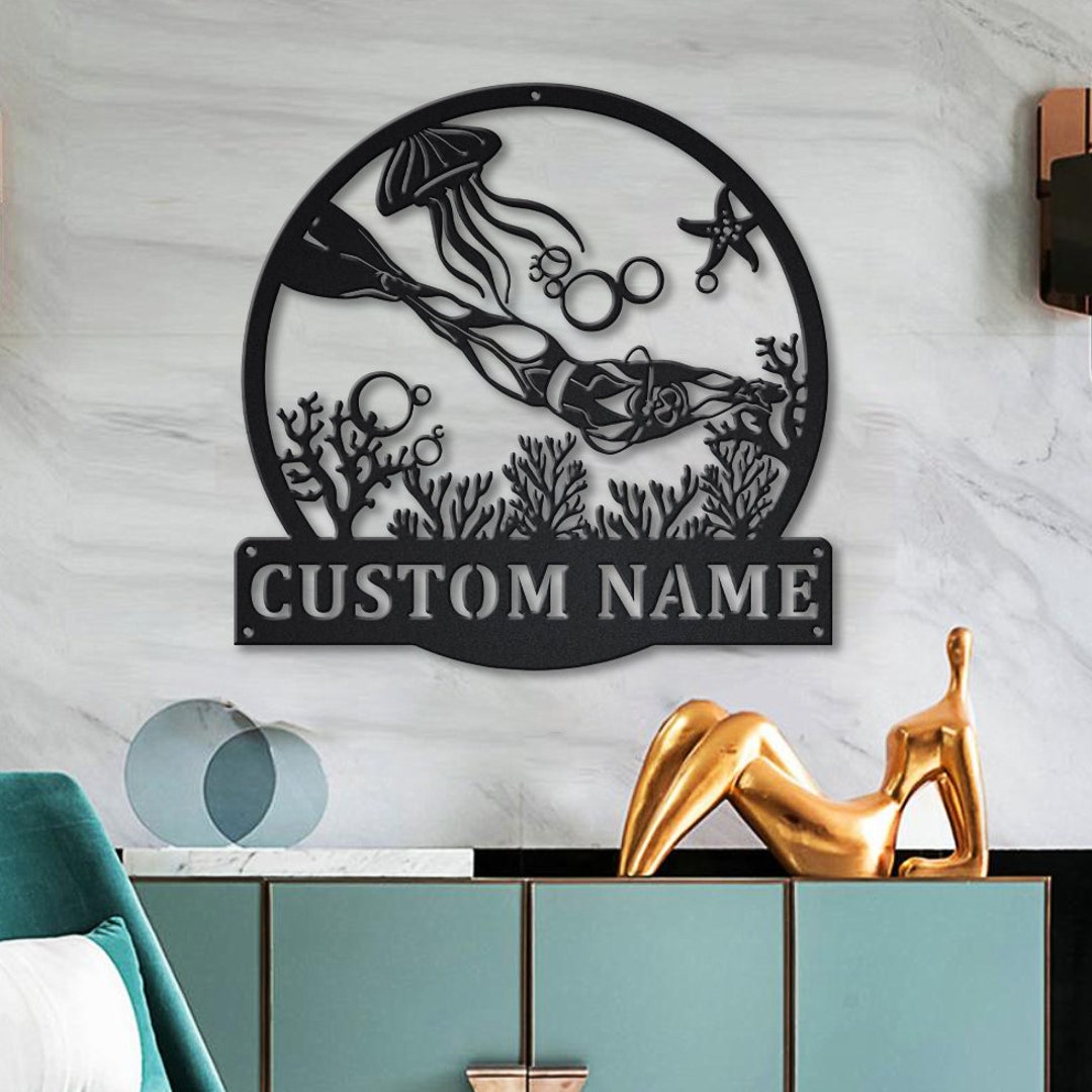 Personalized Scuba Diving Girl Sport Metal Sign Art, Custom Scuba ...
