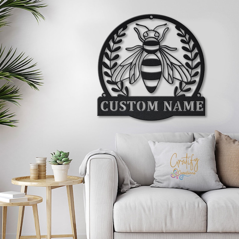 Bee Metal Sign LED Lights V8, Custom Honey Bee Metal Sign, Bee ...