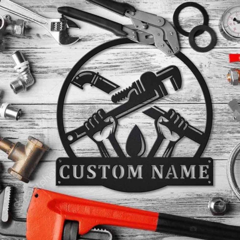 Custom Plumbing Metal Sign Art, Personalized Plumber Monogram Metal ...