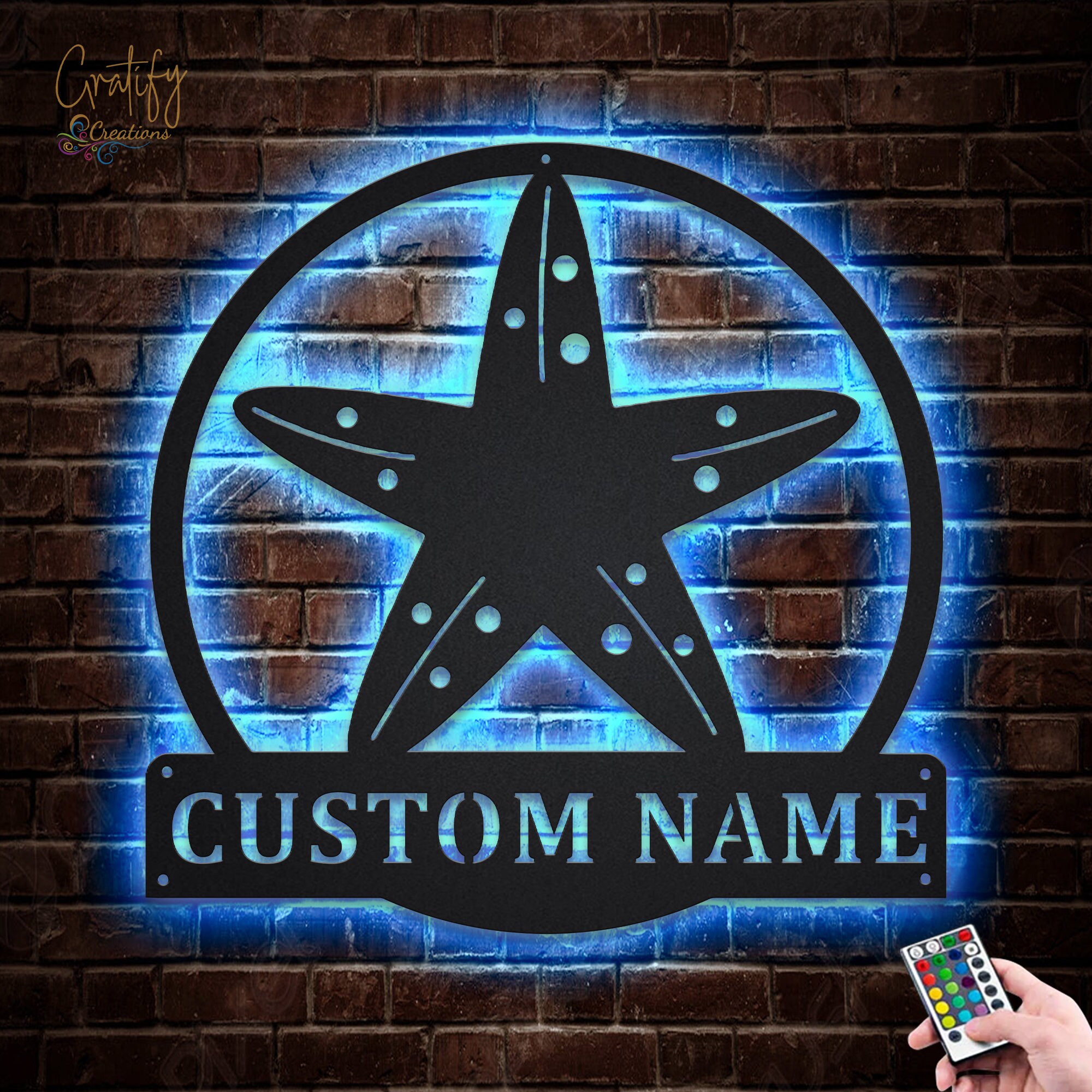 Starfish Metal Sign LED Lights V2 Custom Starfish Metal Sign - Etsy