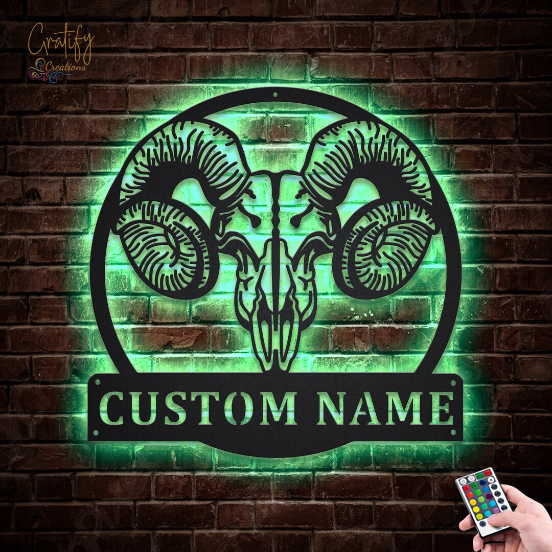 Animal Skull Metal Wall Art LED Lights V1, Custom Animal Skull Metal ...