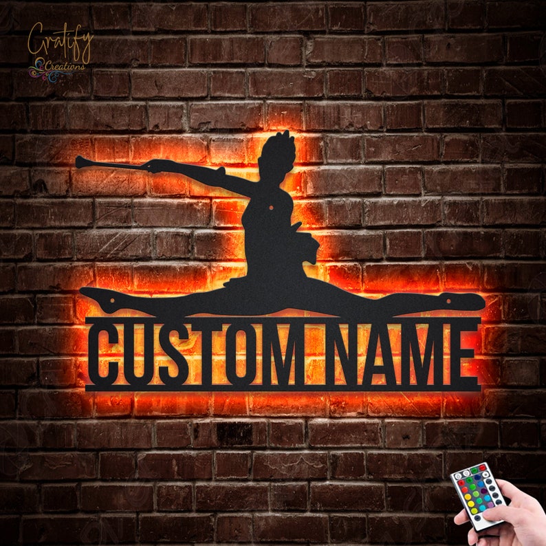 Baton Twirling Metal Wall Art LED Light V6, Custom Baton Twirling Metal ...