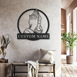 Praying Hands Metal Wall Art LED Lights V4, Custom Prayer Hands Metal ...