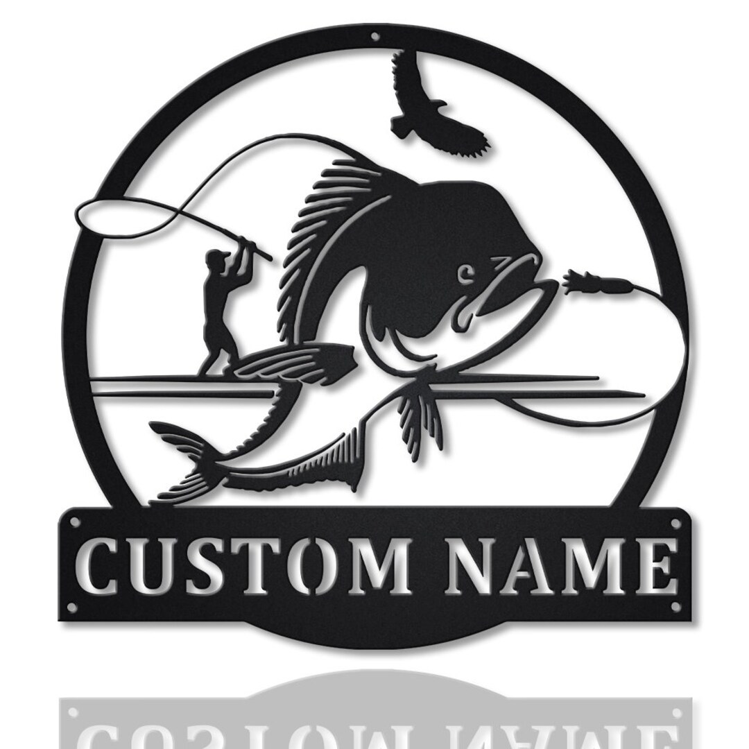 Mahi Fishing Fish Pole Metal Sign Art V2, Custom Mahi Fishing Metal ...
