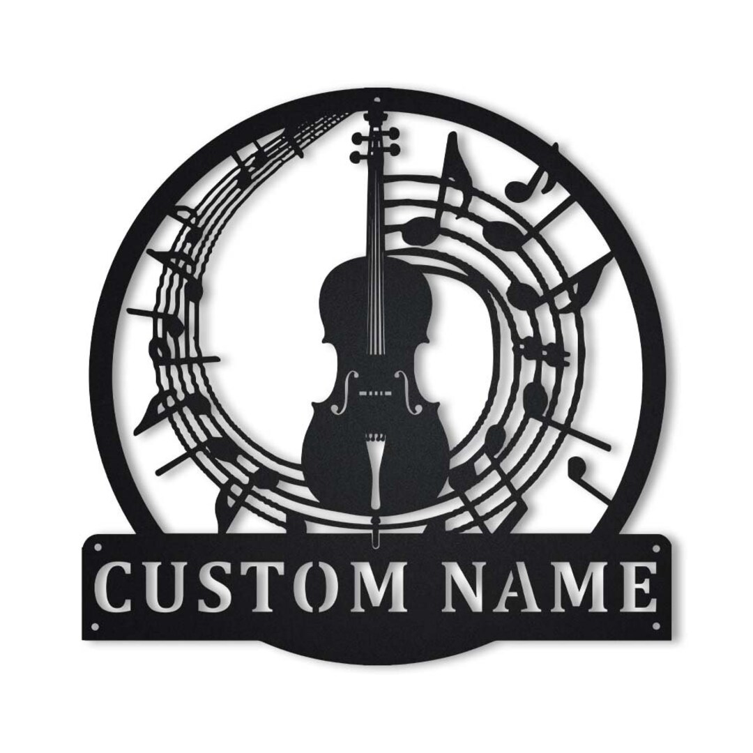 Cello Monogram Metal Sign Art, Custom Cello Monogram Metal Signs, Cello ...