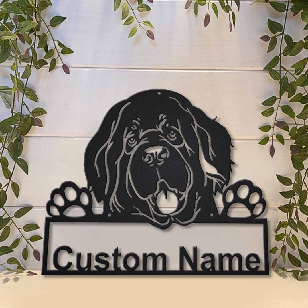 Newfoundland Dog Metal Sign Art, Custom Newfoundland Dog Metal Sign ...