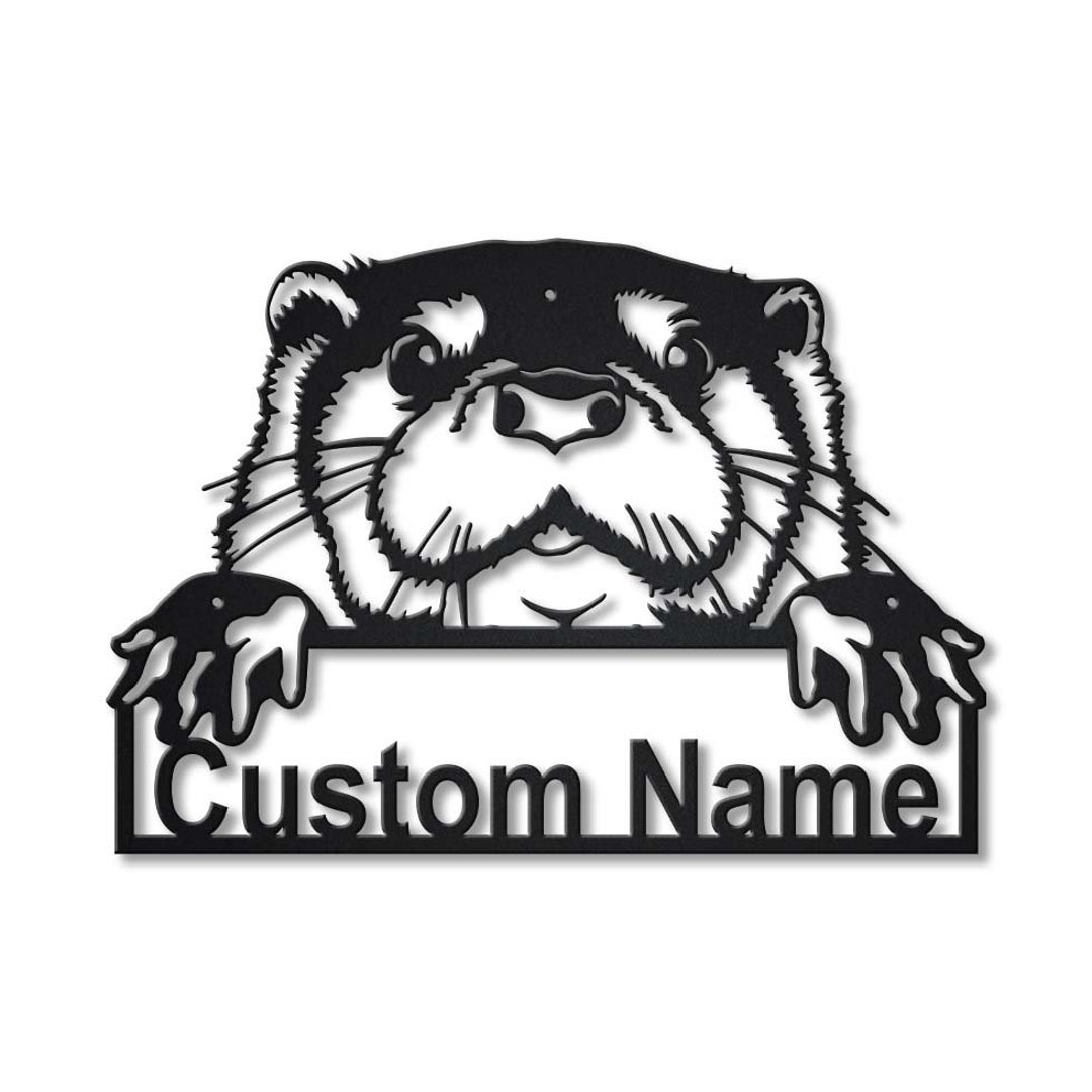 Otter Animal Metal Sign Art, Custom Otter Animal Metal Sign, Otter ...