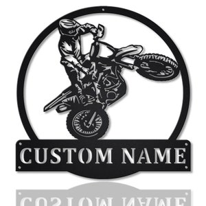 Custom Motocross Dirt Bike Monogram Metal Wall Art With LED Lights ...