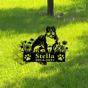 American Bully Sign , Custom Dog Memorial Stake, Metal Stake, Sympathy ...