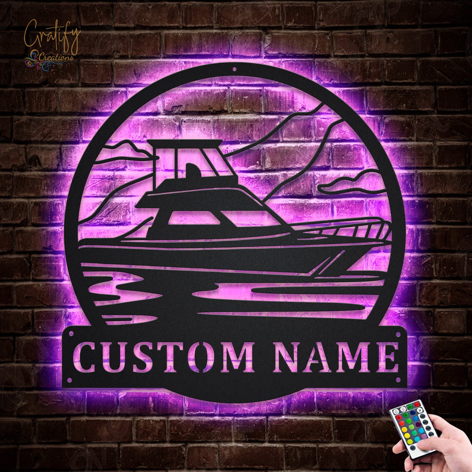 Lobster Boat Metal Wall Art LED Lights V1, Custom Lobster Boat Metal ...