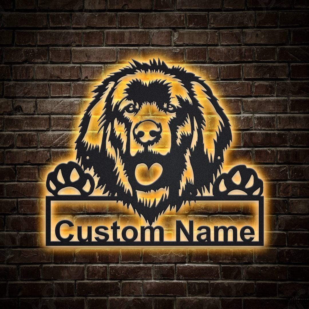 Custom Leonberger Dog Metal Sign With LED Lights, Personalized ...