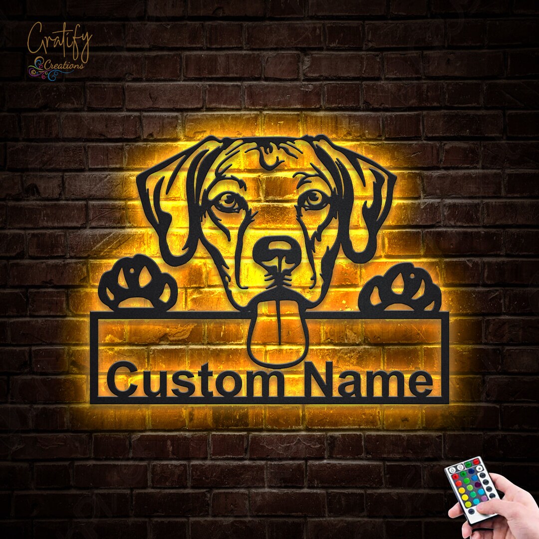 Rhodesian Ridgeback Dog Metal Sign LED Lights, Custom Rhodesian ...