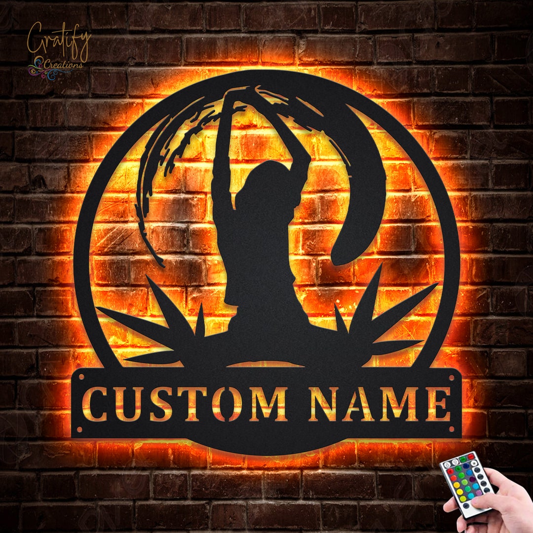 Yoga Meditation Metal Sign LED Lights V8, Custom Yoga Metal Sign, Yoga ...