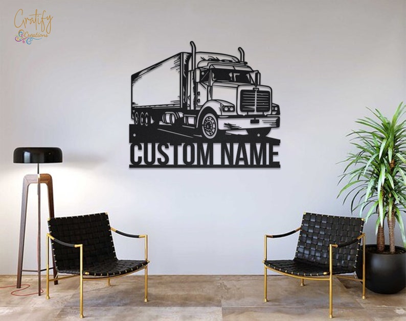 LED Custom Truck Driver Metal Wall Art - Personalized 18 Wheeler Name ...
