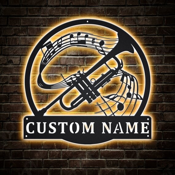 Personalized Trumpet Monogram Metal Sign With LED Lights - Etsy