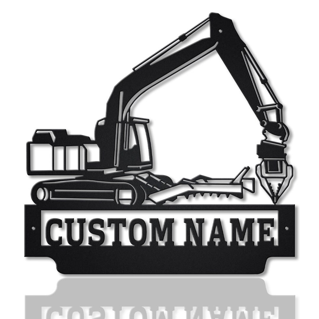 Hydraulic Excavator Metal Sign Ar, Custom Excavator Metal Wall Art ...