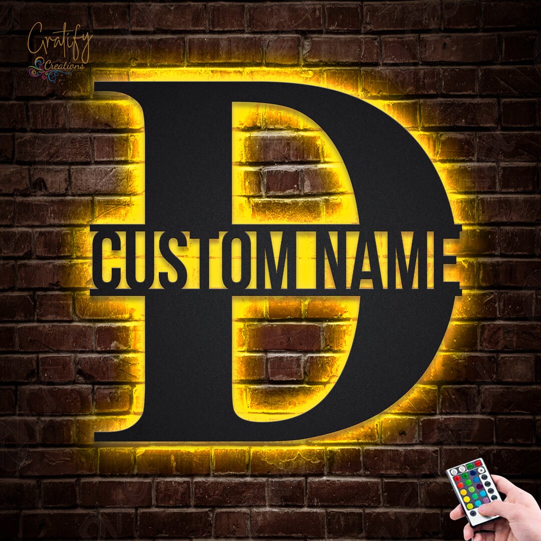 Alphabet D Metal Sign With LED Lights, Custom Alphabet Metal Sign ...
