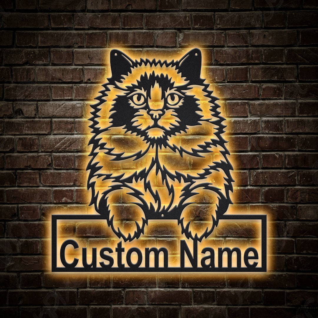 Custom Ragdoll Cat Metal Wall Art With LED Lights, Personalized Ragdoll ...