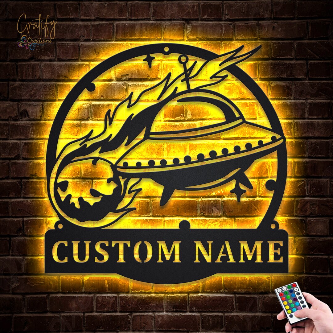 Planets Metal Sign LED Lights V4, Custom Astronaut Sign, Astronaut Neon ...