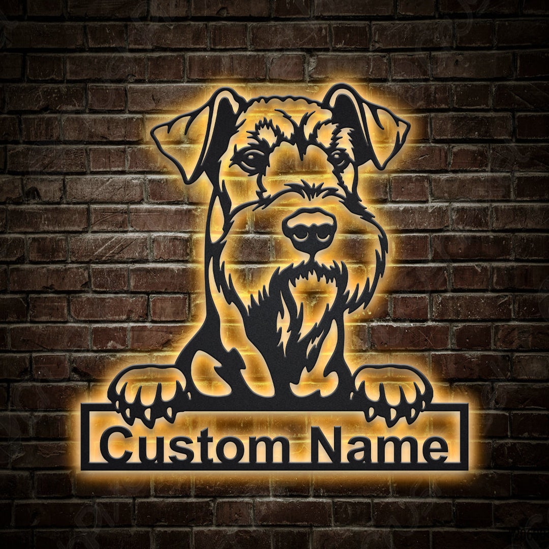Custom Airedale Terrier Dog Metal Sign With LED Lights,personalized ...