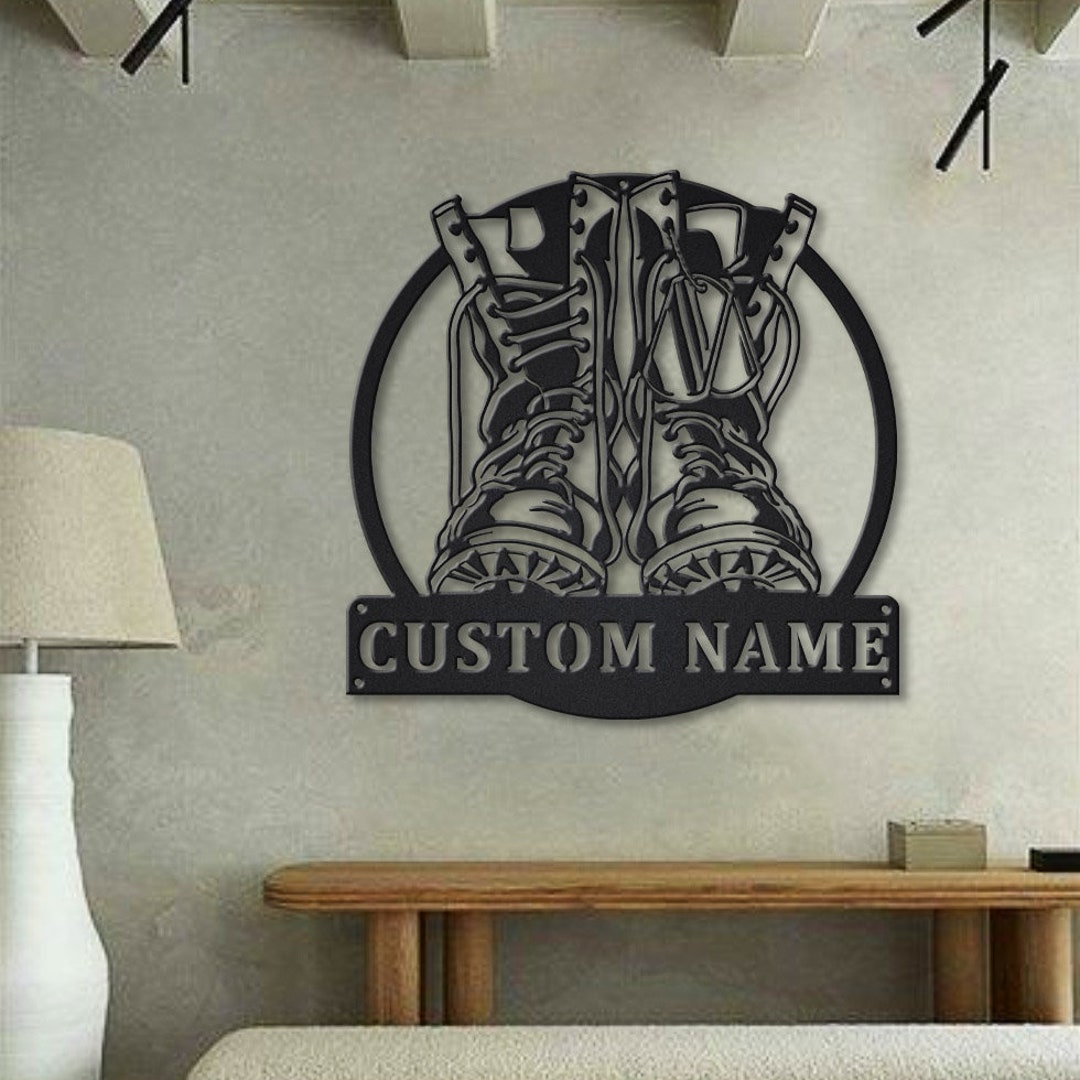 Military Boots Fallen Soldier Metal Sign Art, Custom Fallen Soldier ...