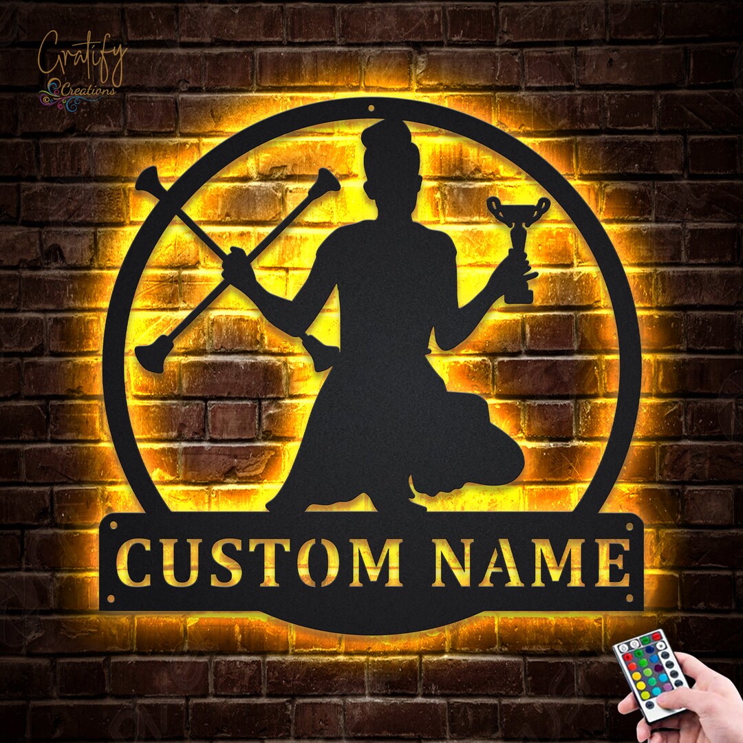 Baton Twirling Metal Wall Art LED Light V4, Custom Baton Twirling Metal ...