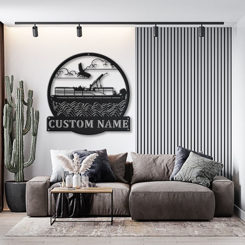 Pontoon Boat Metal Sign Art V3 Custom Pontoon Boat Monogram - Etsy
