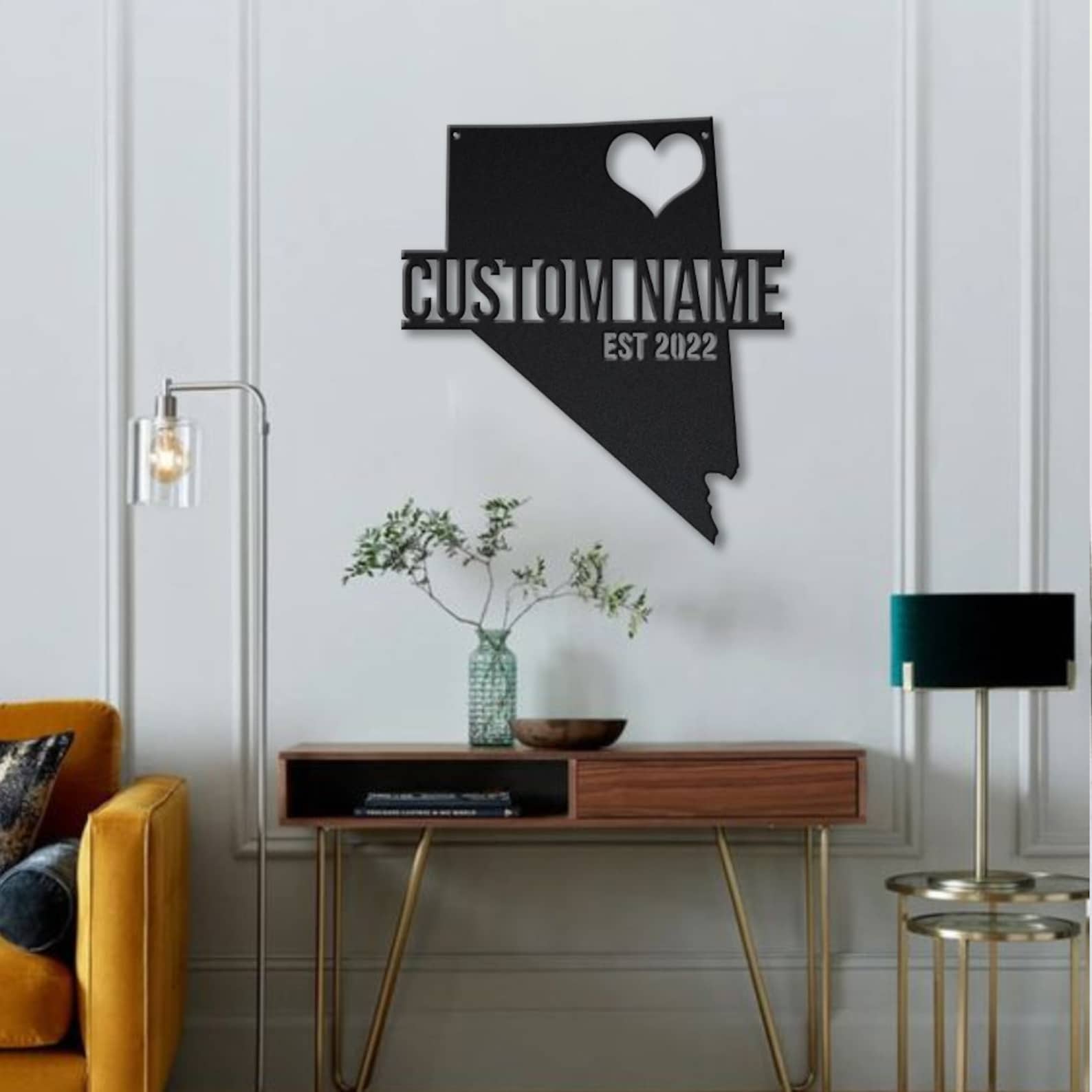 Nevada State Map Metal LED Lights, Custom Nevada Metal Wall Art, Born ...