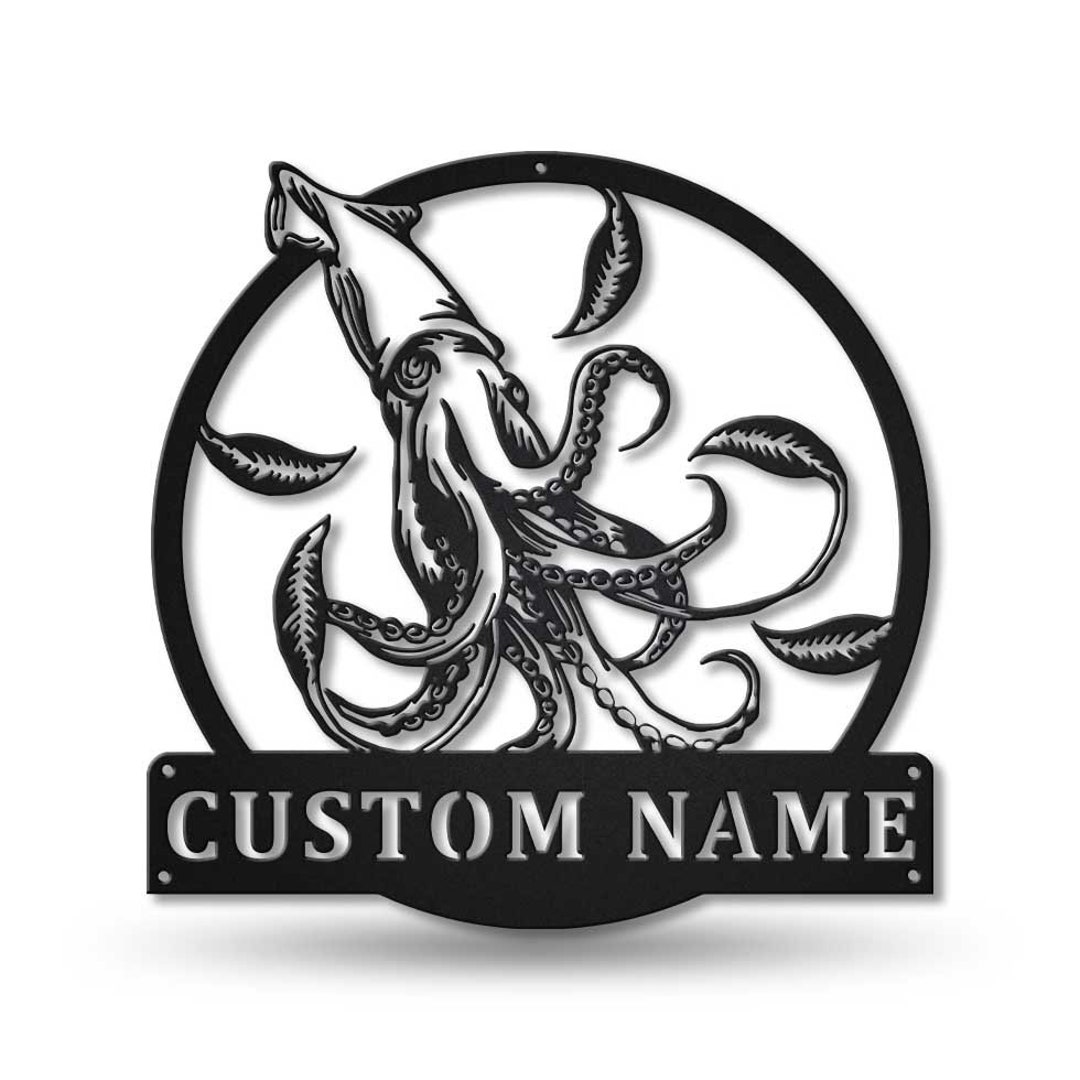 Giant Squid Metal Sign Art, Custom Giant Squid Metal Sign, Giant Squid ...