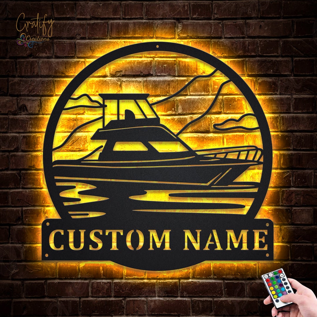 Lobster Boat Metal Wall Art LED Lights V1, Custom Lobster Boat Metal ...