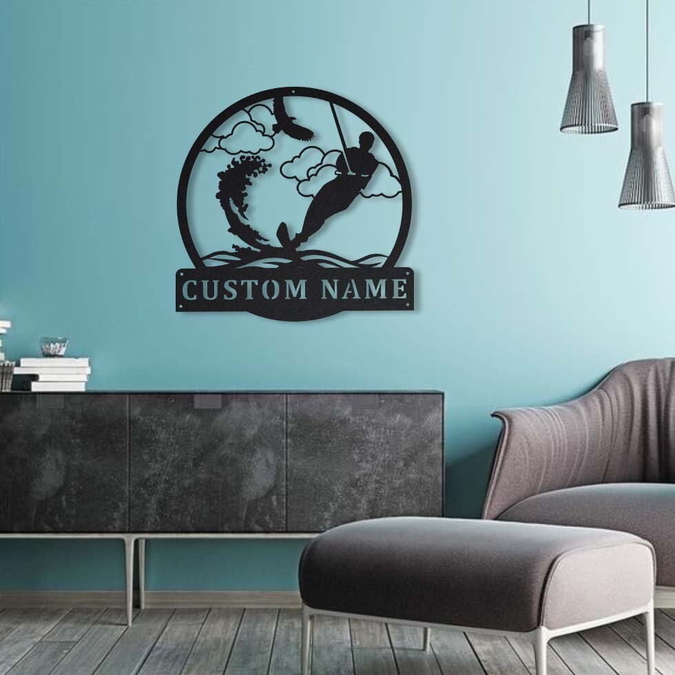 Custom Water Skiing Monogram Metal Sign Art,personalized Water Skiing ...