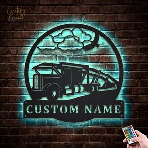 Car Hauler Truck Metal Sign LED Lights, Custom Truck Metal Sign ...