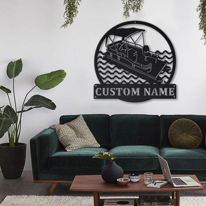 Custom Pontoon Boat Metal Signs Art V5, Personalized Pontoon Boat ...