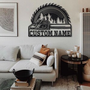 Chainsaw Wood Metal Sign LED Lights, Custom Woodworker Metal Sign ...