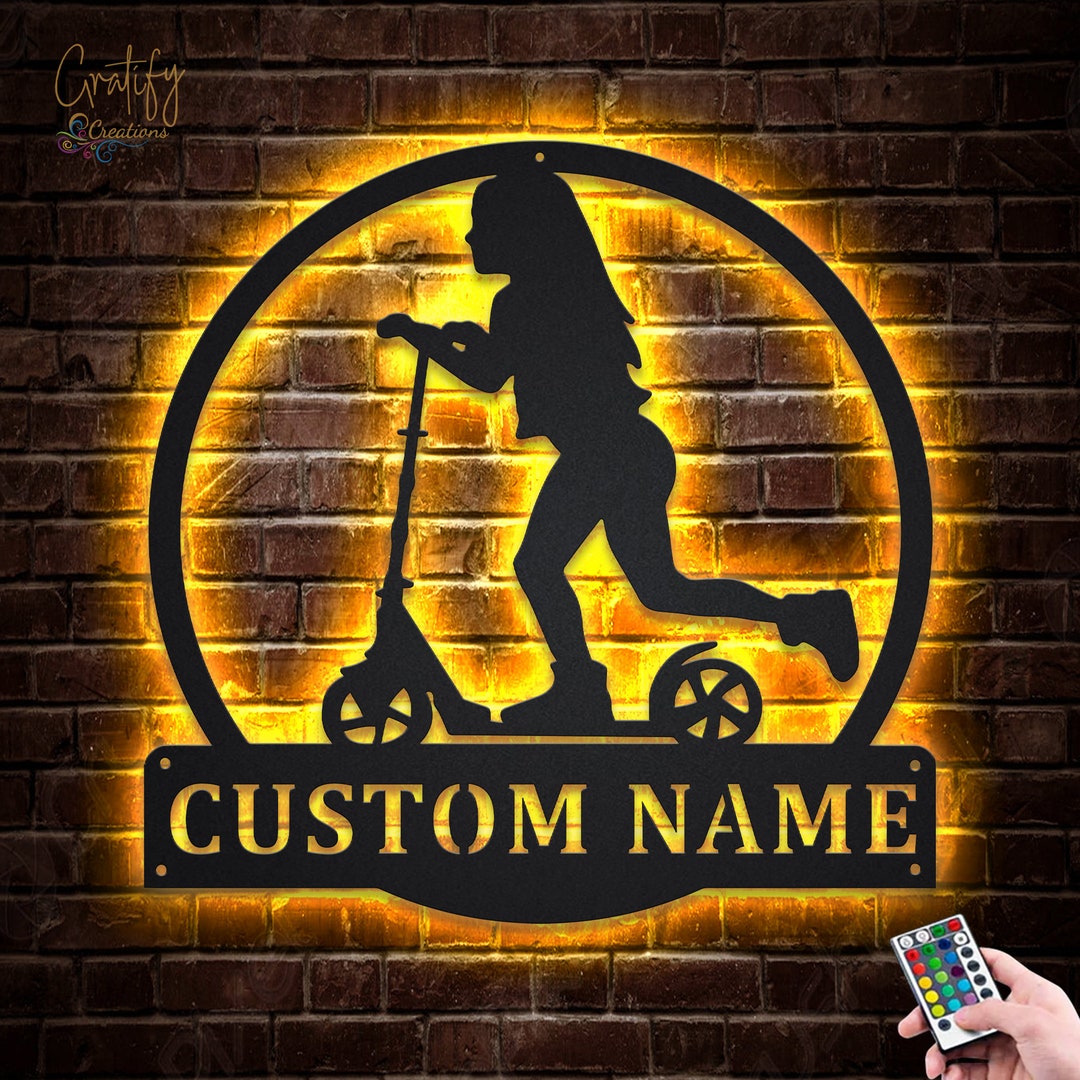 Custom Kick Scooter Metal Wall Sign With LED Lights – Sport Decor - Etsy