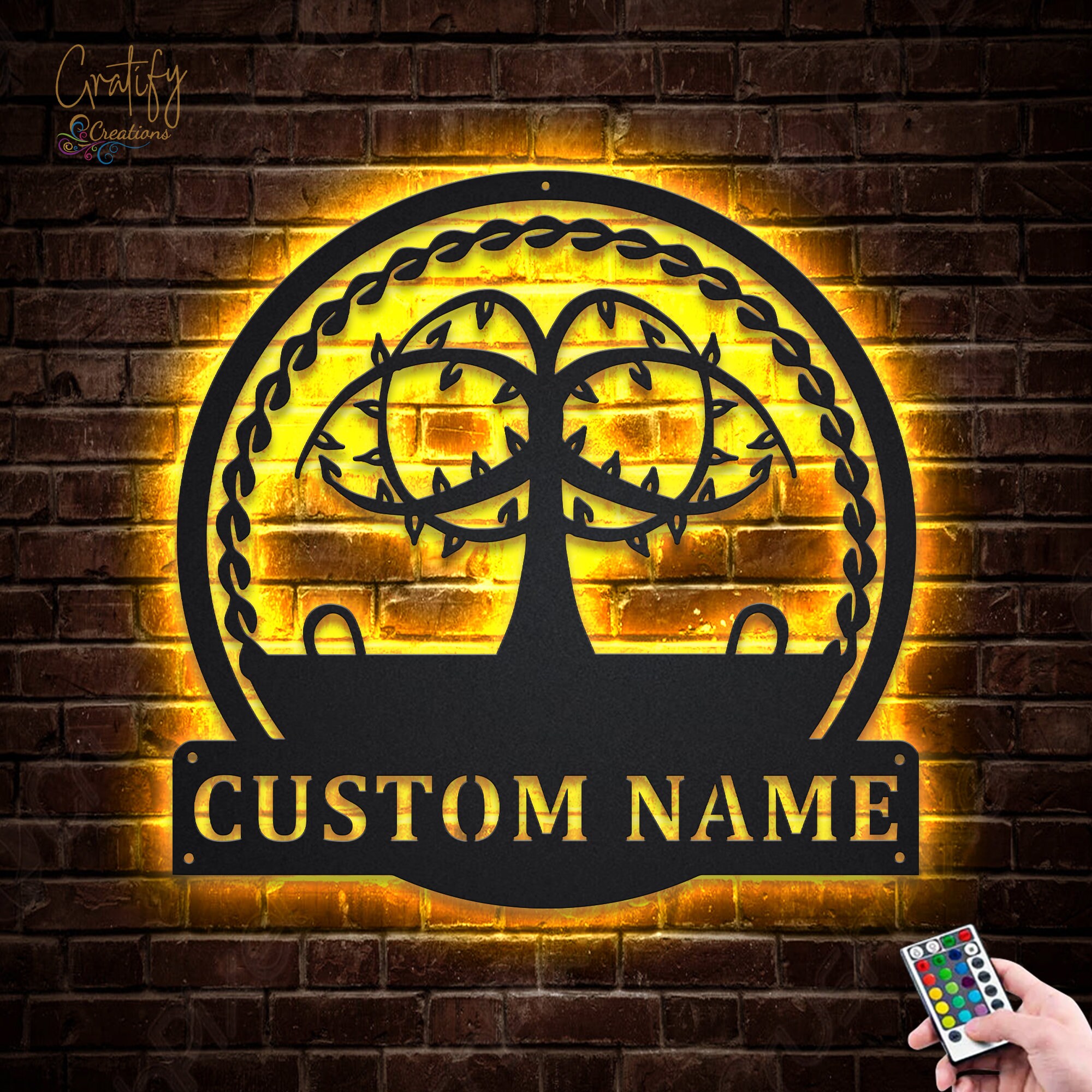 Roots Tree Family Metal Sign LED Lights V12 Custom Family - Etsy