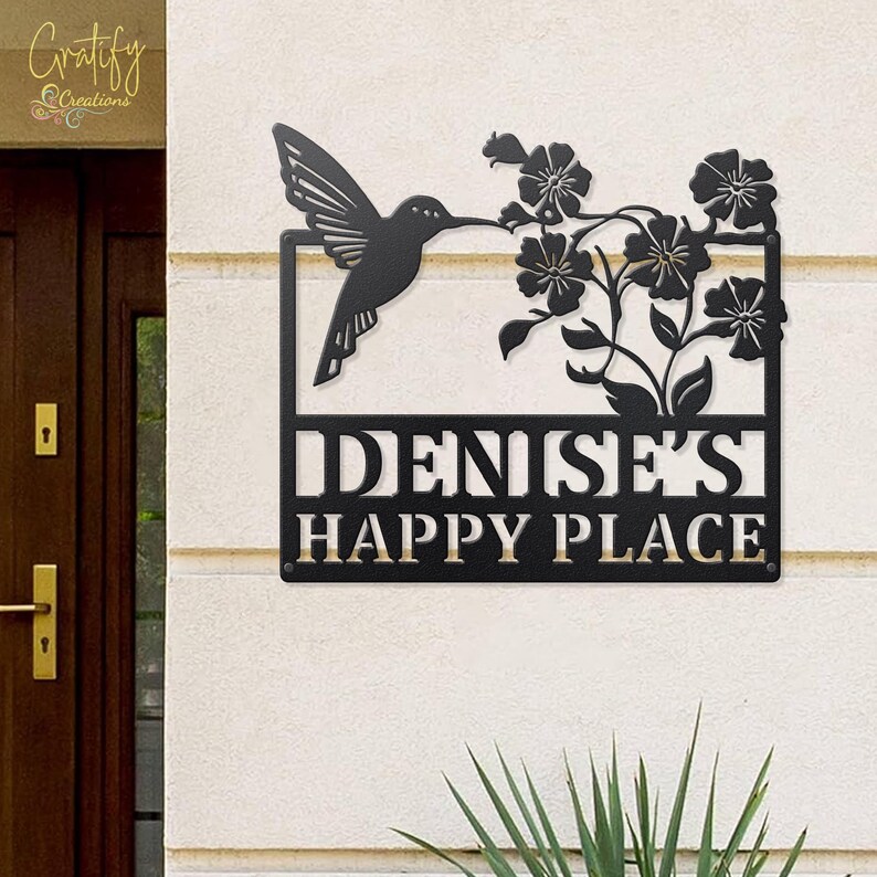 Personalized Hummingbird Garden Sign With Stakes, Custom Metal Bird ...
