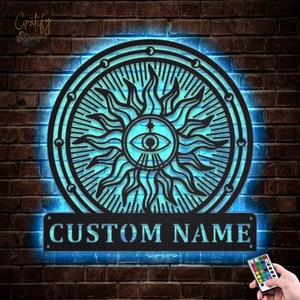 Masonic Freemason Metal Wall Art LED Lights V2, Custom Masonic Metal ...