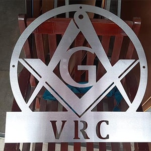 Masonic Monogram Metal Wall Art LED Lights, Custom Masonic Metal Sign ...