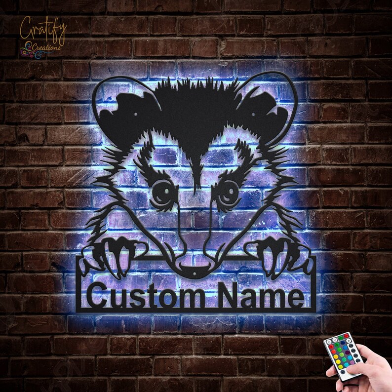 Opossum Metal Wall Art LED Lights, Custom Opossum Metal Signs,opossum ...