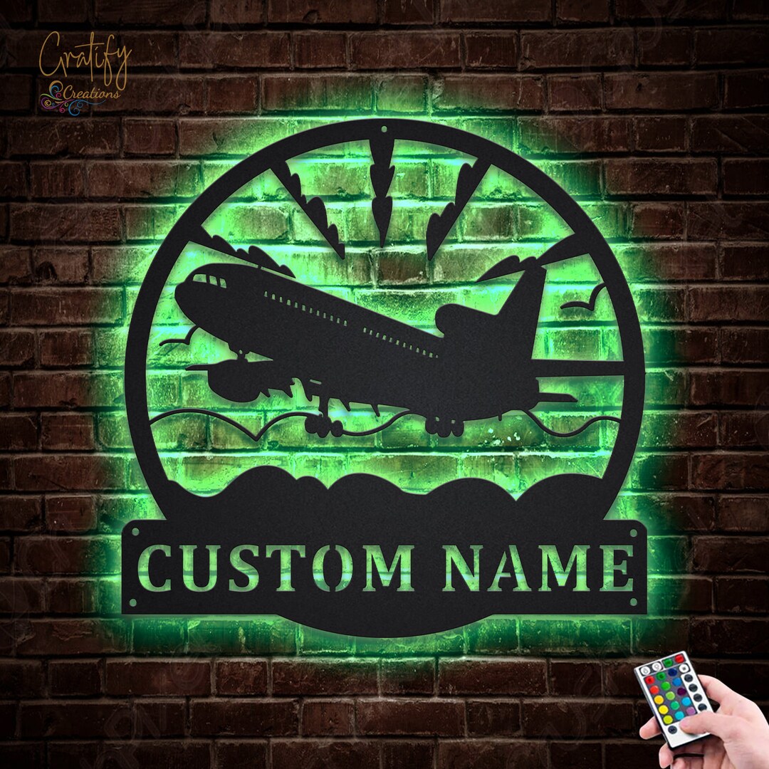 Aircraft Metal Sign LED Lights V8, Custom Aircraft Mechanic Metal Sign ...