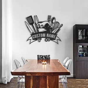 Chef Tools Metal Sign LED Lights, Custom Chef Kitchen Metal Signs ...