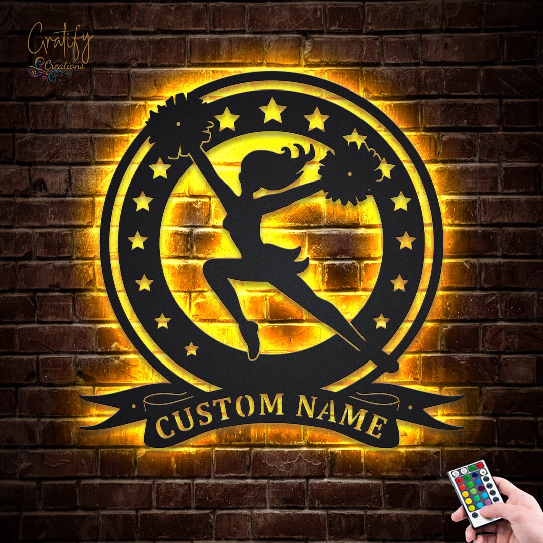 Cheerleader Metal Sign LED Lights V5, Custom Cheerleader Metal Sign ...