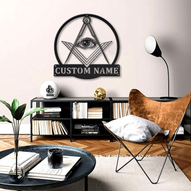 Masonic Freemason Metal Wall Art LED Lights V8, Custom Masonic Metal ...