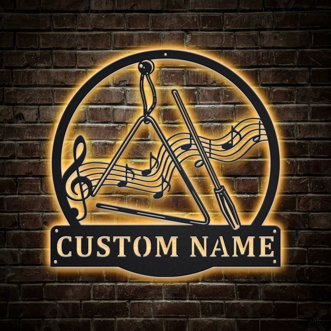 Personalized Triangle Music Metal Sign With LED Lights | Custom ...